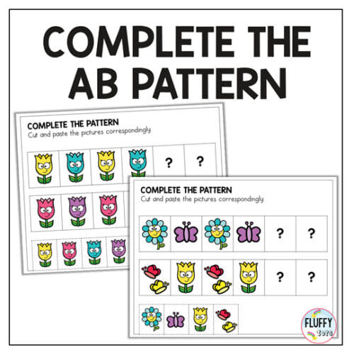 Easy to Use Spring AB Pattern Worksheets for Preschool - FluffyTots