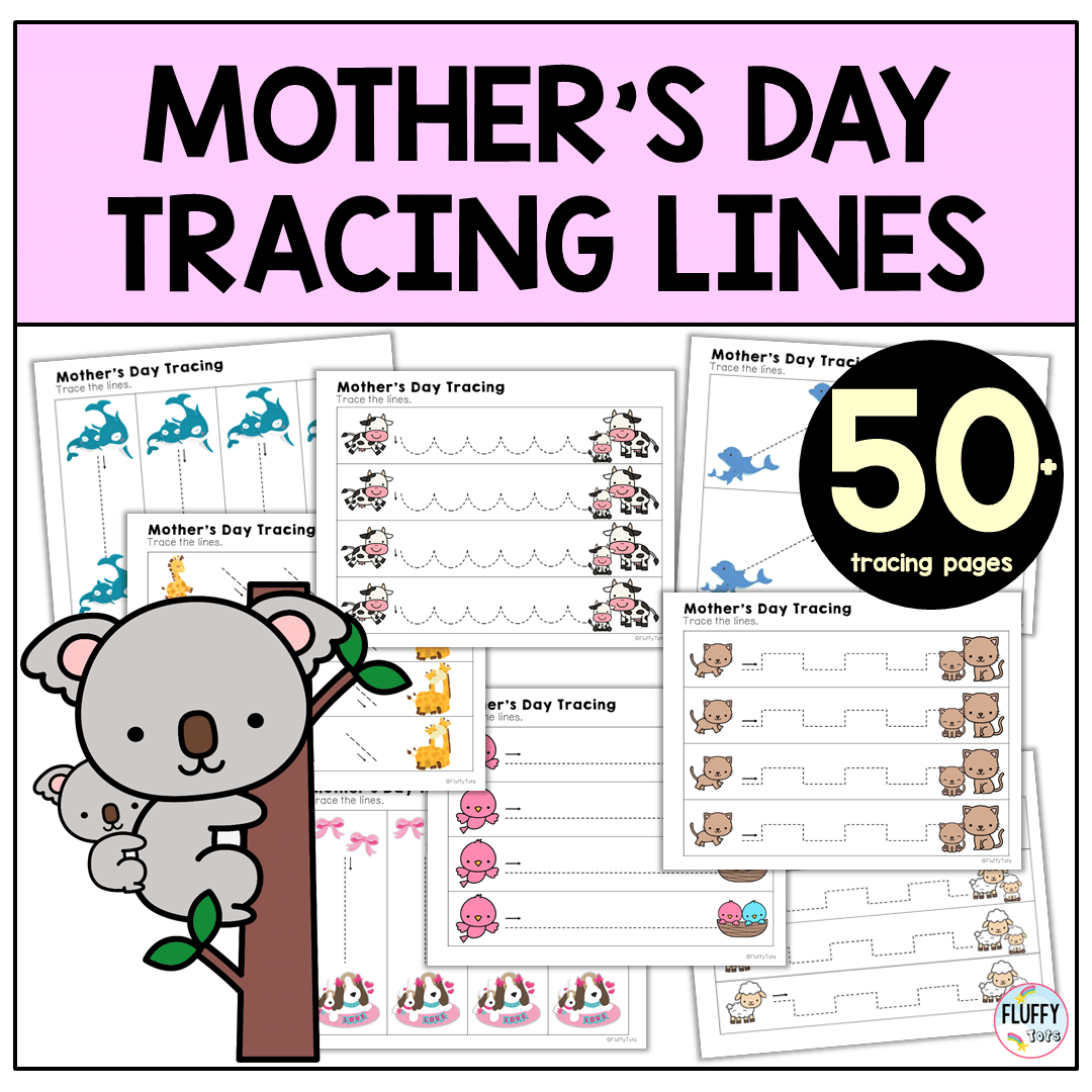 Fun 3 Pages Mother's Day Tracing Pages Worksheets - FluffyTots