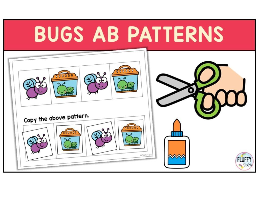 50+ Pages of Easy AB Patterns Worksheets Cut and Paste for Toddler and ...