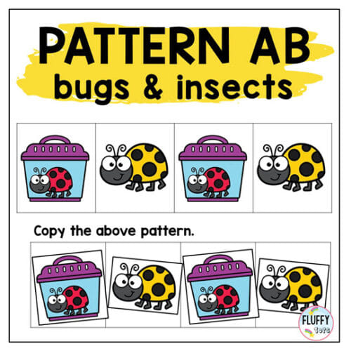 Easy Bugs Pattern Worksheets for Toddler and Preschool - FluffyTots