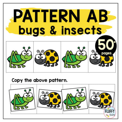 Easy Bugs Pattern Worksheets for Toddler and Preschool - FluffyTots