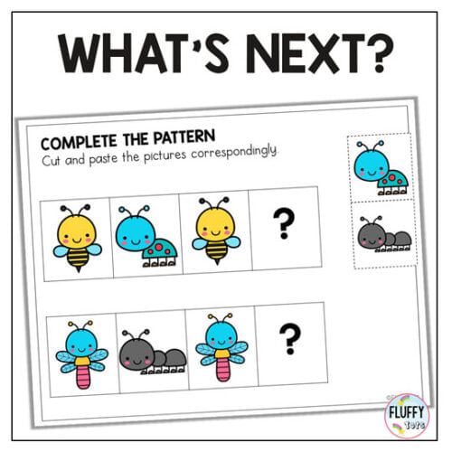 Easy Bugs Pattern Worksheets for Toddler and Preschool - FluffyTots
