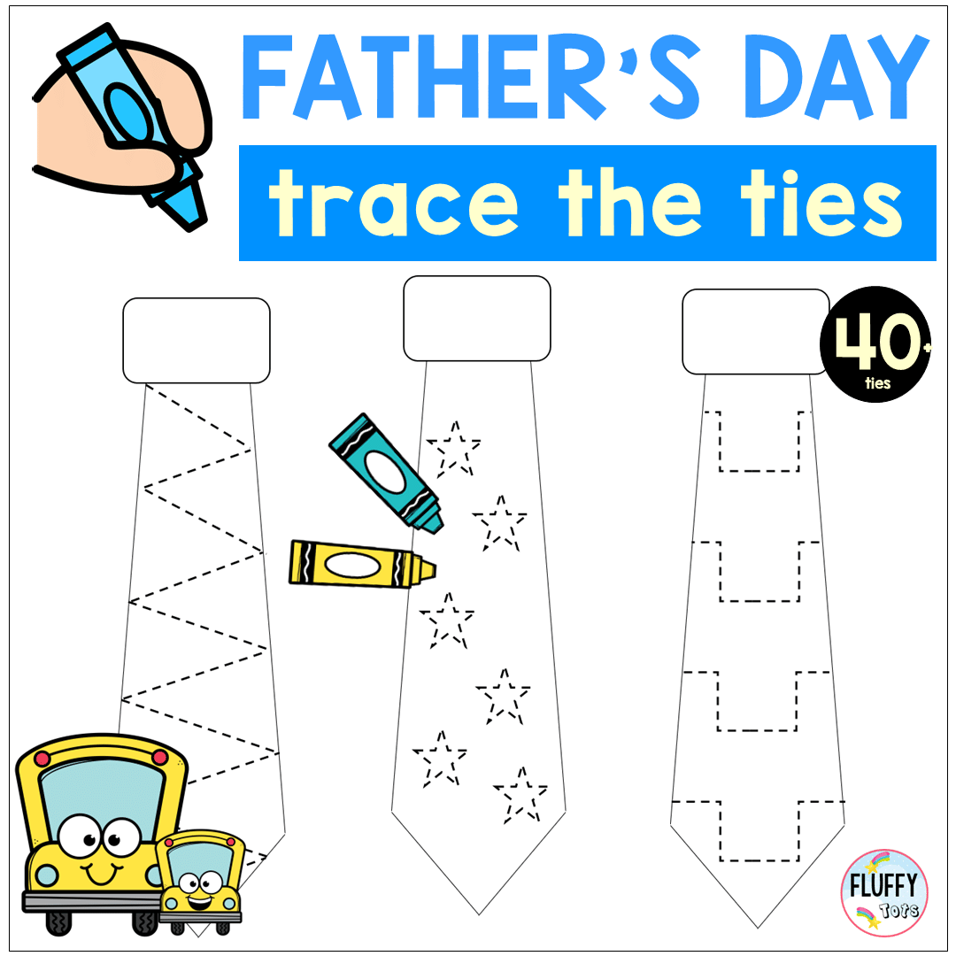 Free Father's Day Tracing Pages for Preschool and Toddler Kids - FluffyTots