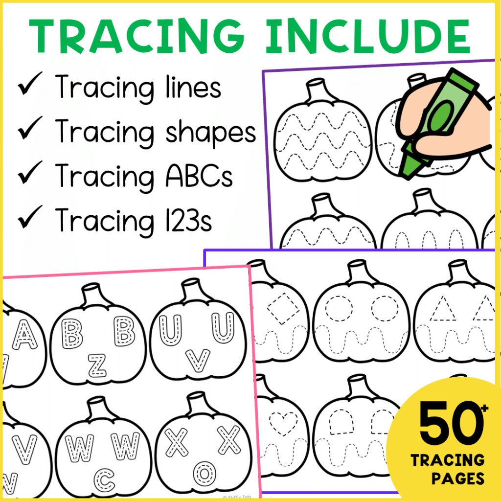 Pumpkin Tracing Printables: FREE 6 Fun Tracing Pumpkins - FluffyTots