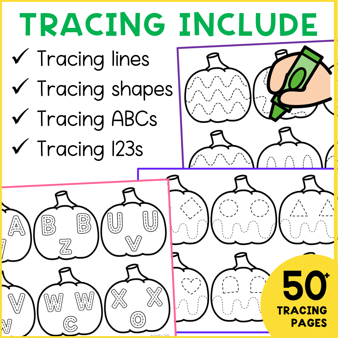 Pumpkin Tracing Printables: FREE 6 Fun Tracing Pumpkins - FluffyTots