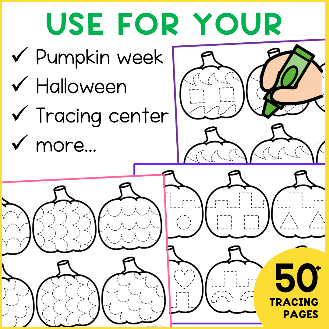 Pumpkin Tracing Printables: FREE 6 Fun Tracing Pumpkins - FluffyTots