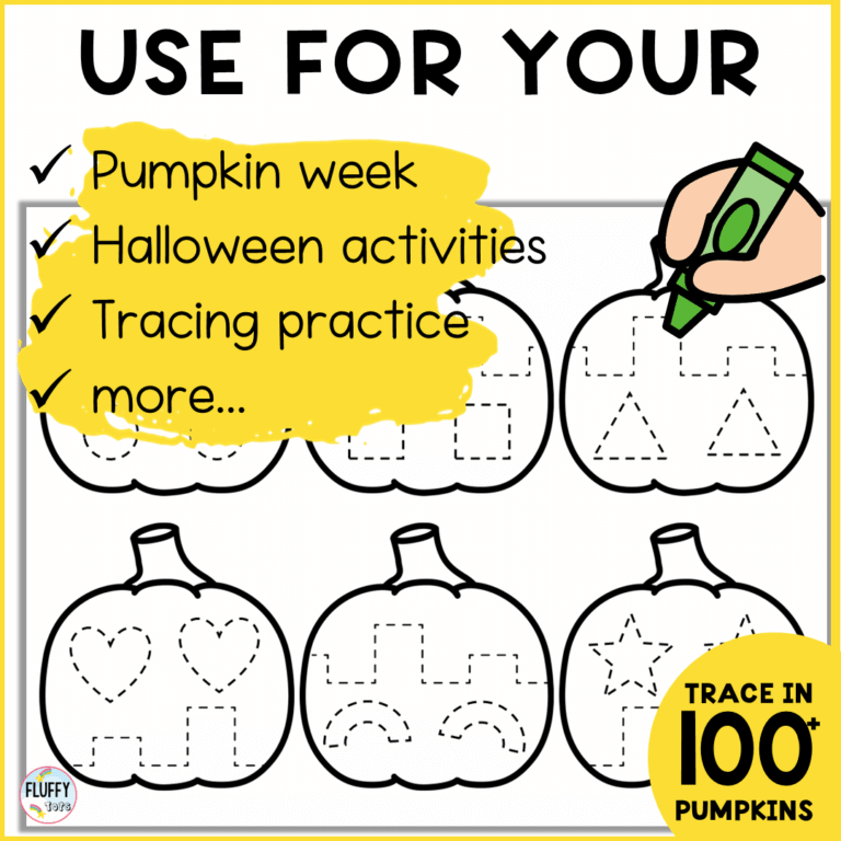 Pumpkin Tracing Printables: FREE 6 Fun Tracing Pumpkins - FluffyTots