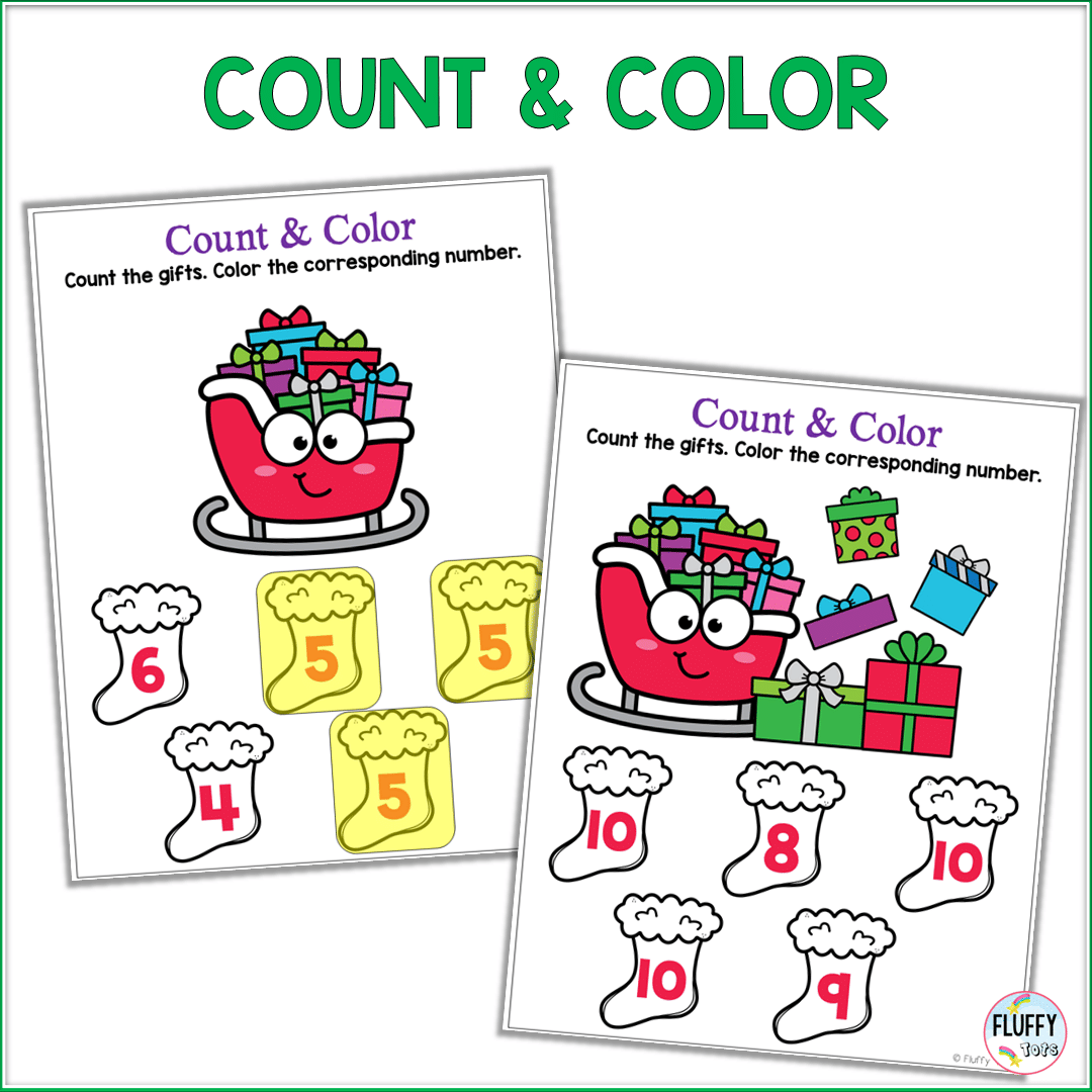 60+ Fun Pages of Christmas Math Preschool Activities - FluffyTots