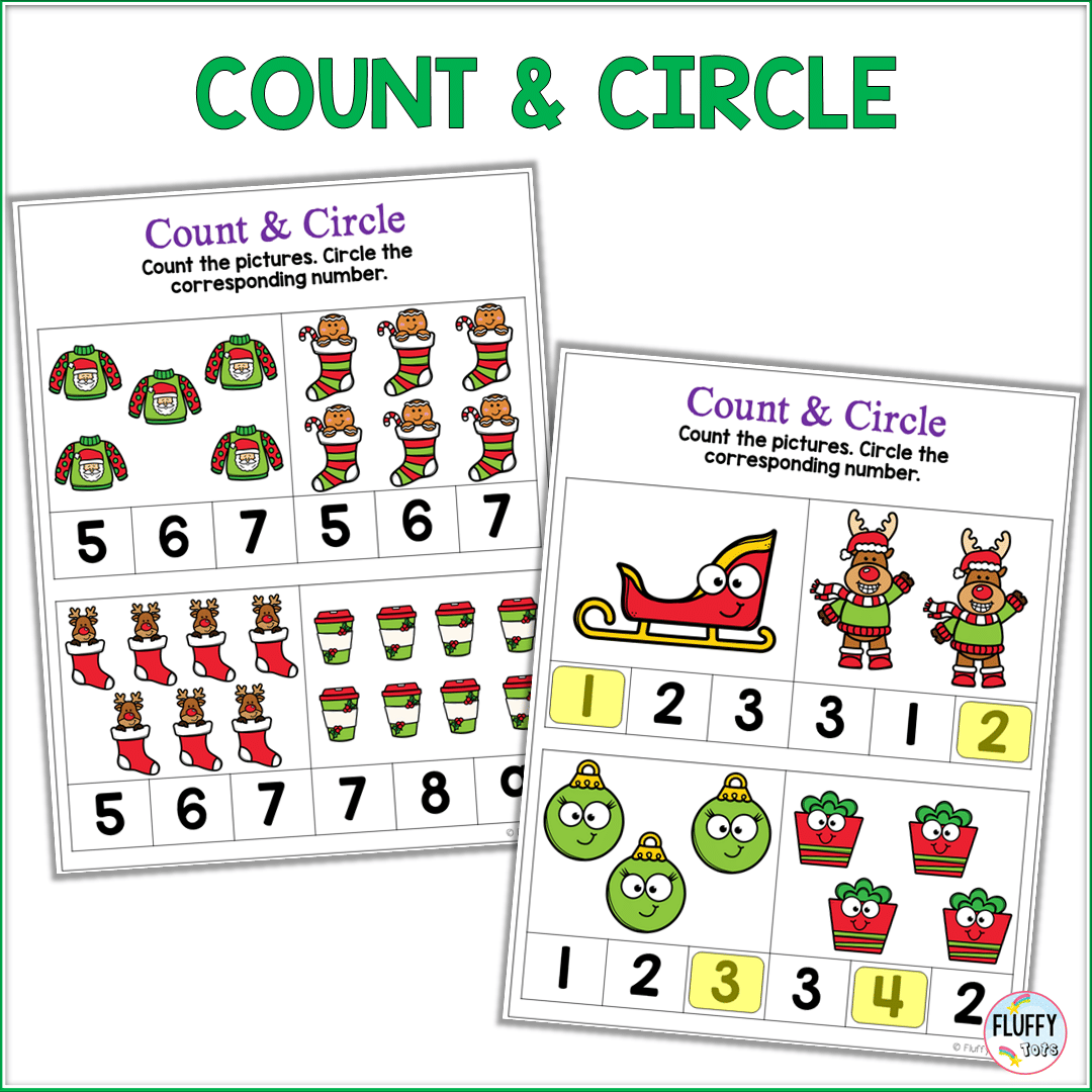 60+ Fun Pages of Christmas Math Preschool Activities - FluffyTots