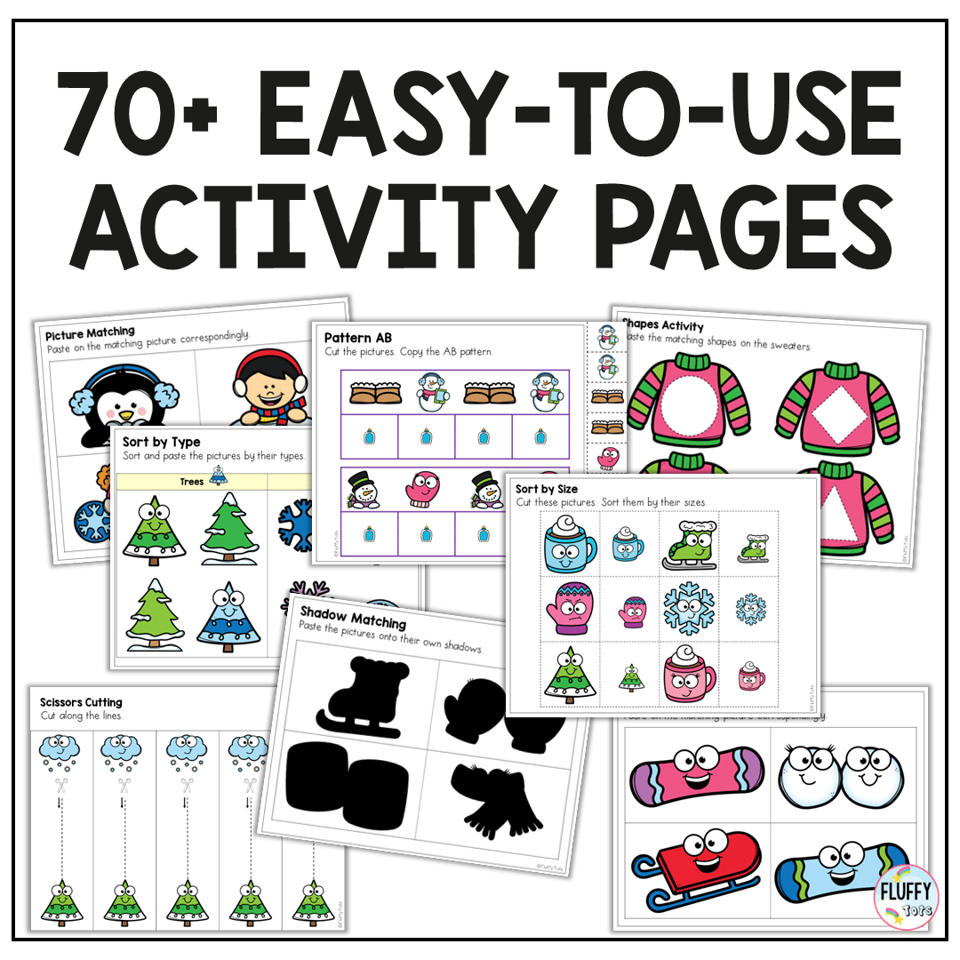 70+ Pages of Fun Winter Fine Motor for Toddler and Preschool - FluffyTots
