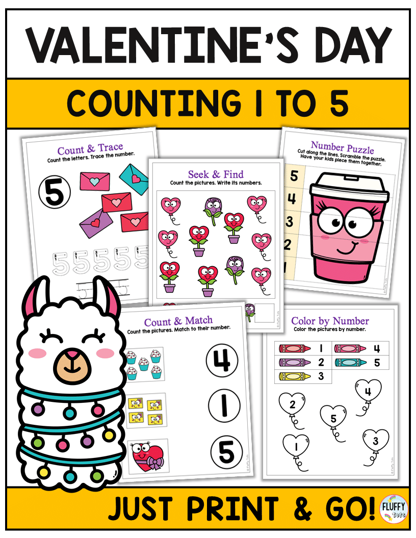 200+ Pages of Fun Valentine's Day Preschool Math Worksheets - FluffyTots