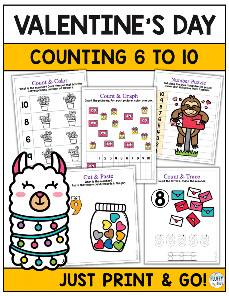 200+ Pages of Fun Valentine's Day Preschool Math Worksheets - FluffyTots