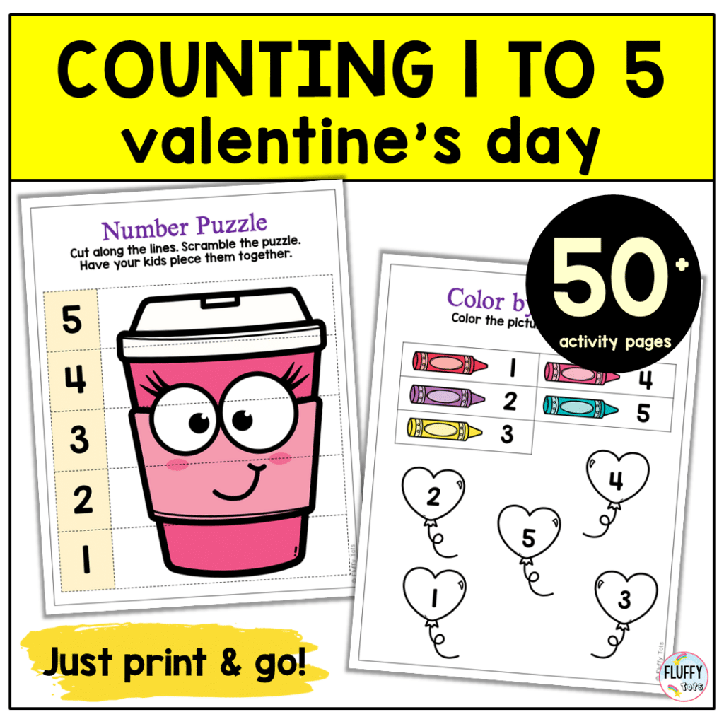 200+ Pages of Fun Valentine's Day Preschool Math Worksheets - FluffyTots