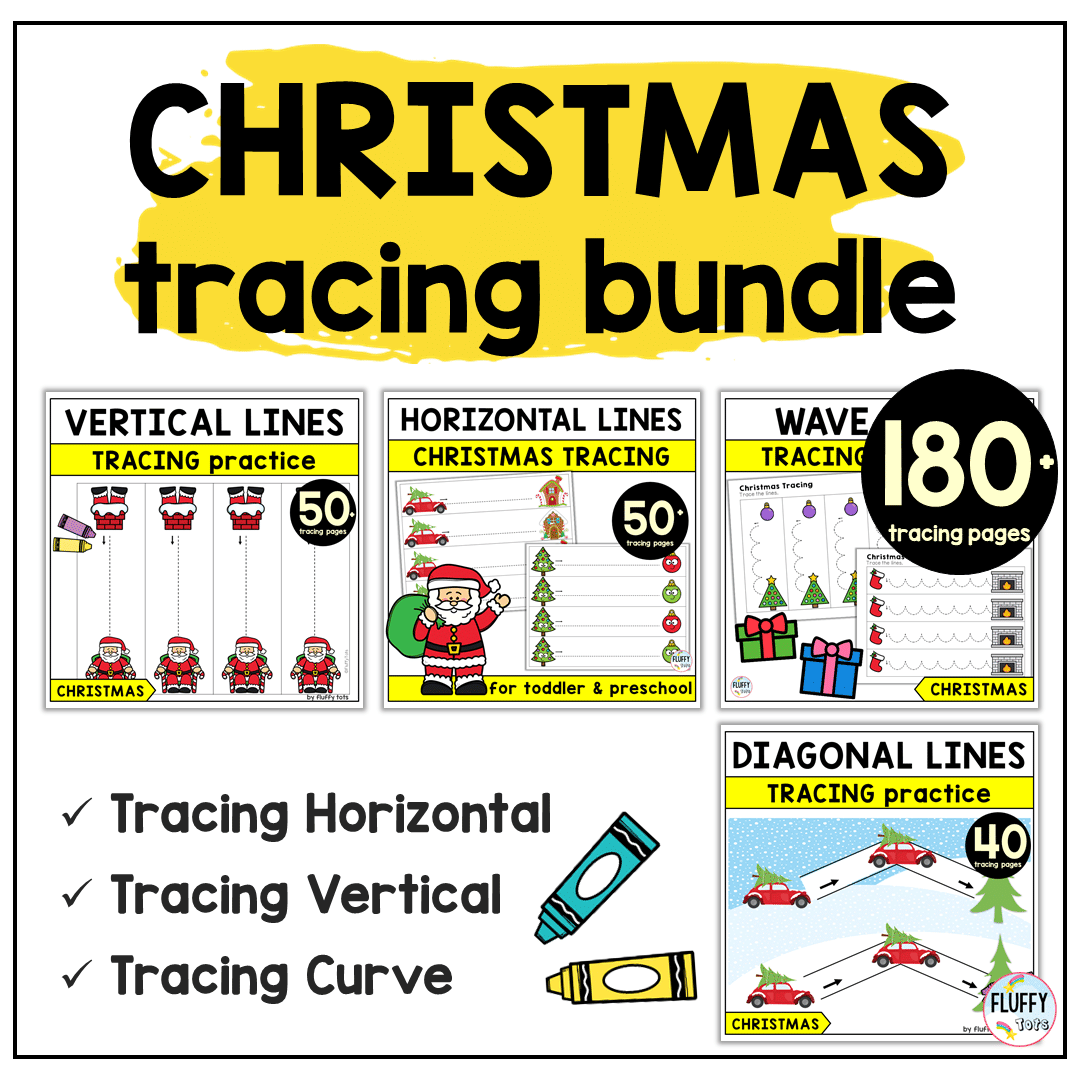 50+ Pages of Fun Christmas Pre-Writing Tracing Vertical Lines - FluffyTots
