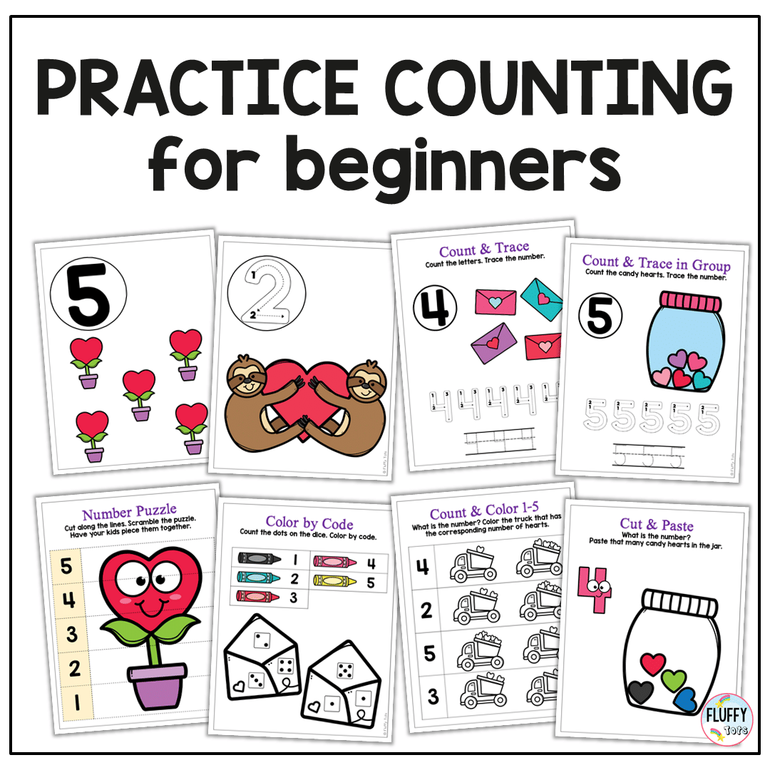 200+ Pages of Fun Valentine's Day Preschool Math Worksheets - FluffyTots