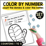 Fun Winter Mitten Color By Number Counting 1-5 - FluffyTots