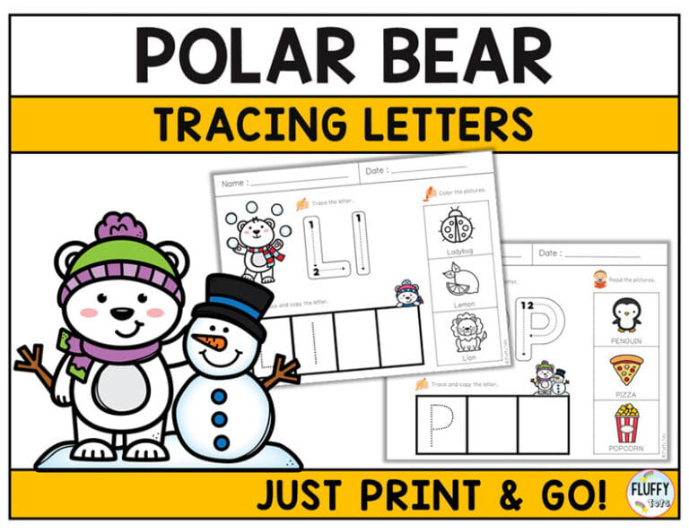 78 Pages of Fun Polar Bear Tracing Letters Preschool Activities ...