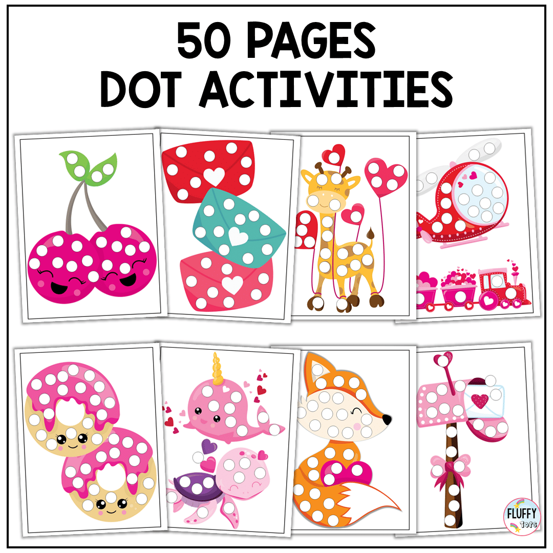 Adorable 50 Pages of Valentine's Day Dot Printables - FluffyTots