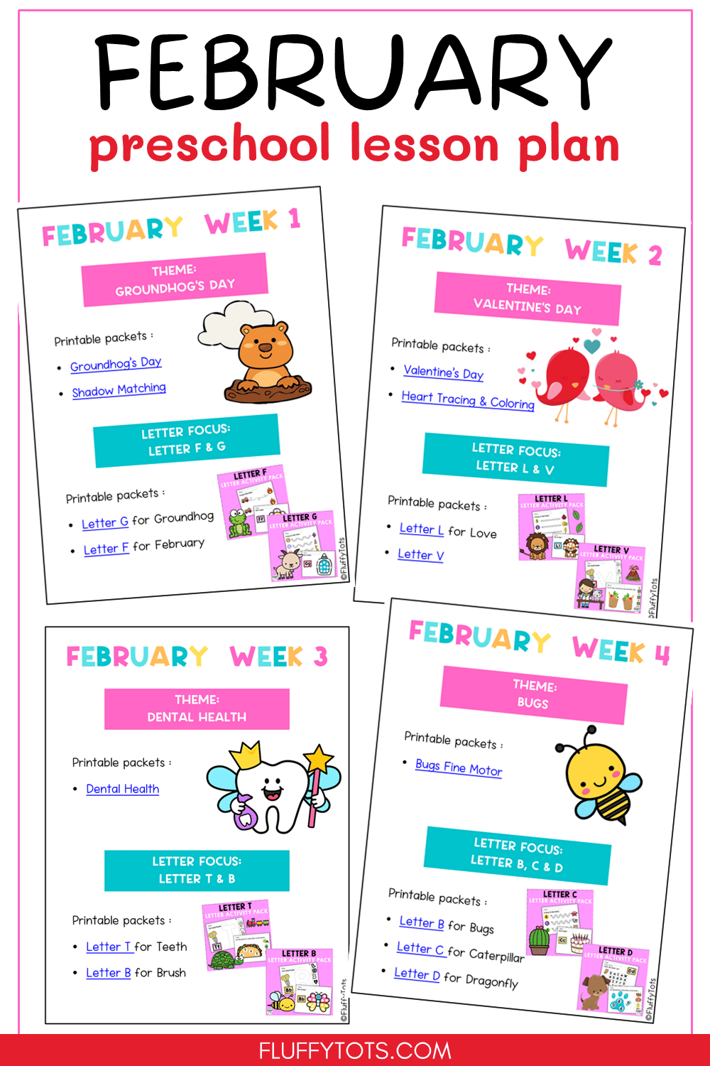 4 Weeks of Fun February Preschool Lesson Plans - FluffyTots