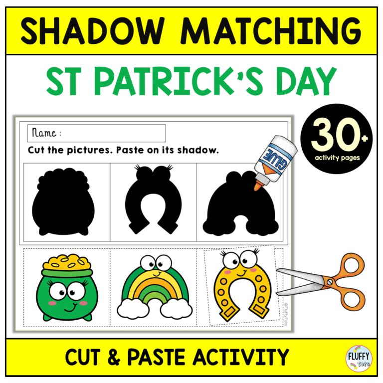 Cut-and-Paste St Patrick's Day Shadow Matching Fine Motor Activities ...