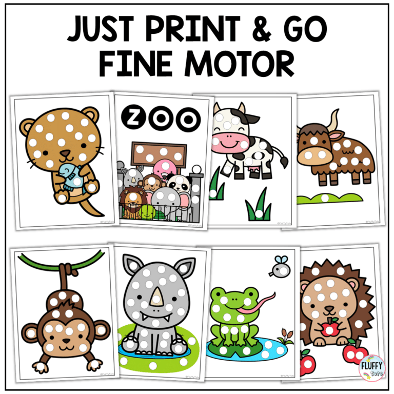 Fun 30 Pages Zoo Animals Dot Printable Activity - FluffyTots