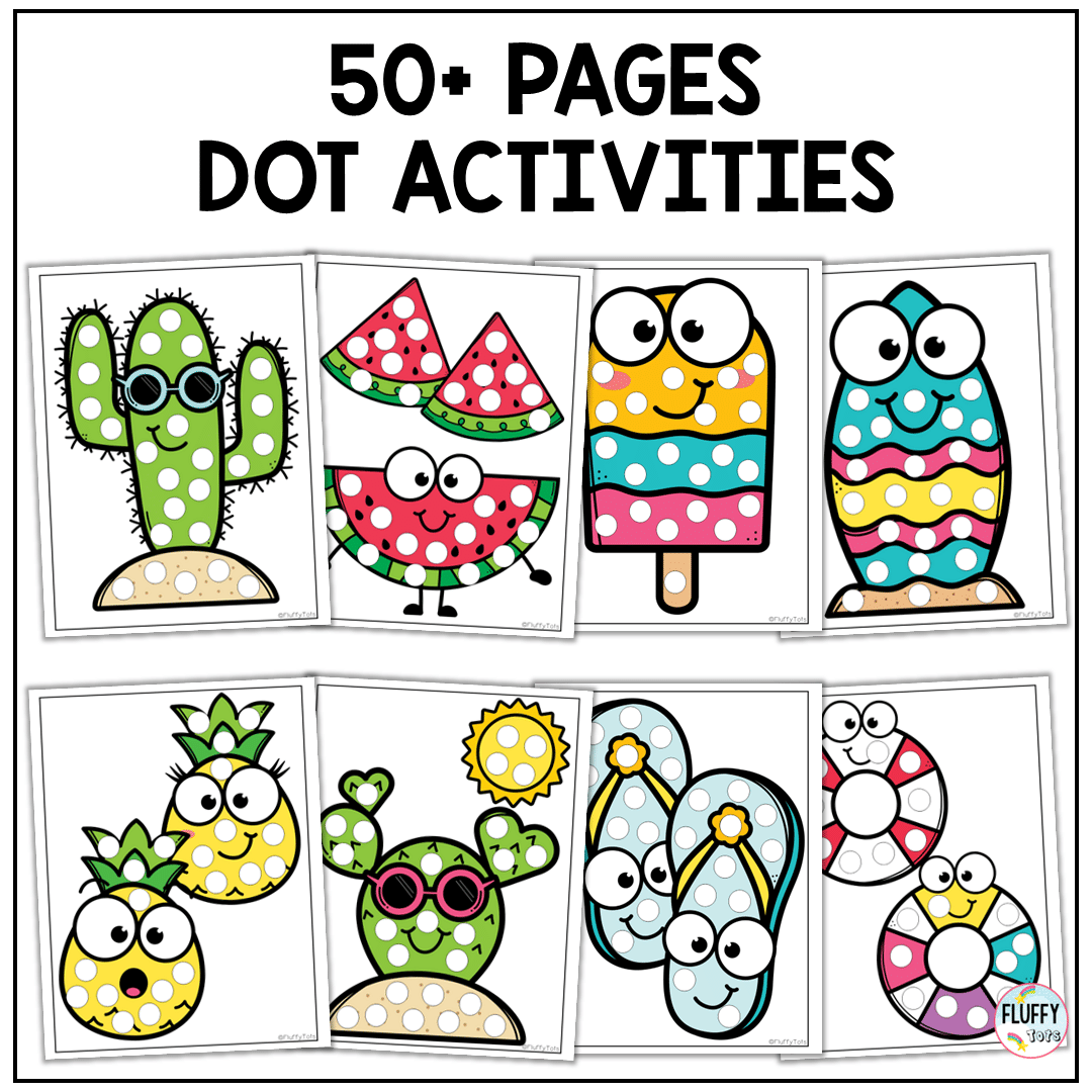 Exciting 50 Pages Summer Dot Printable Activities - FluffyTots
