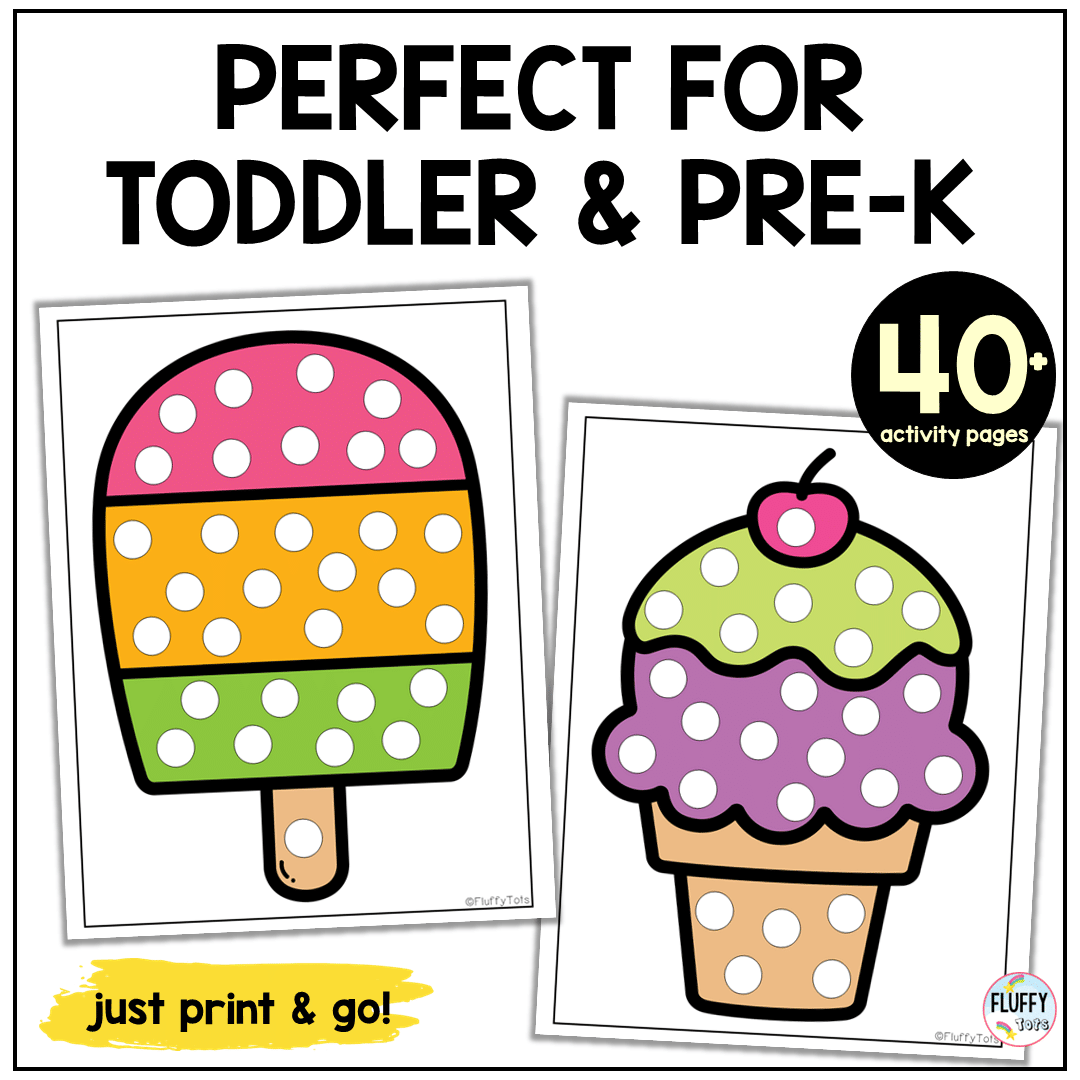 40+ Fun Pages of Ice Cream Dot Printable for Summer Activities - FluffyTots