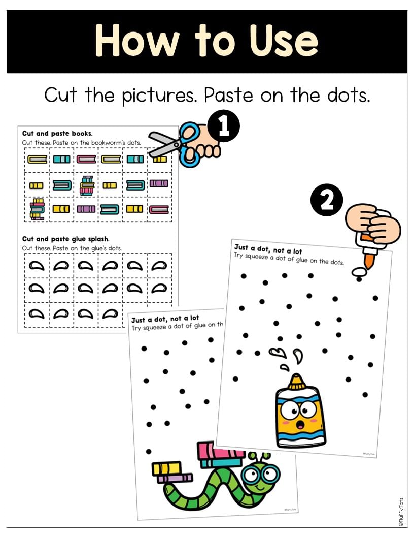 Just a Dot, Not a Lot Fun Glue Practice Worksheets - FluffyTots