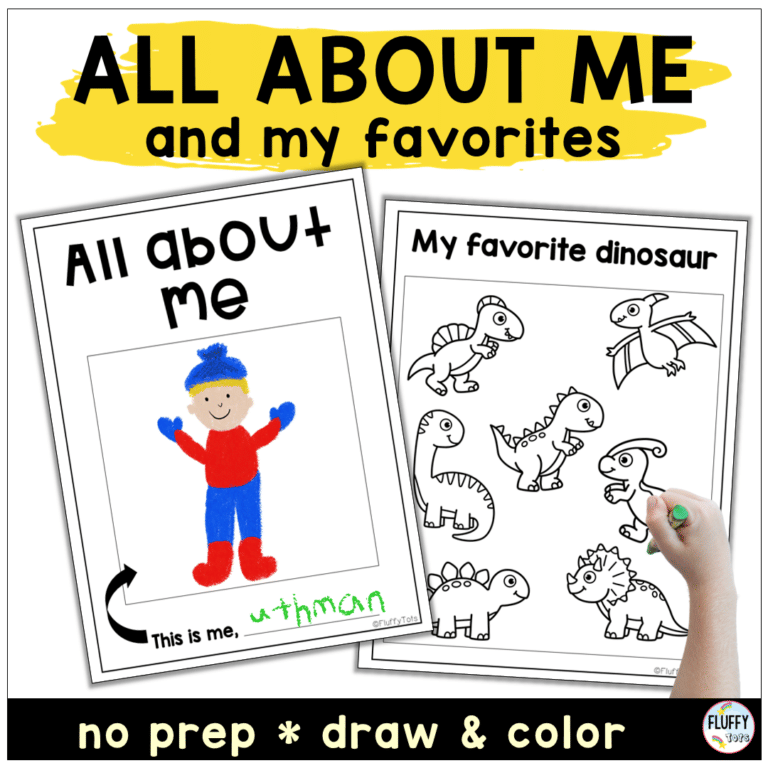 All About Me Worksheet for Back to School Printables - FluffyTots