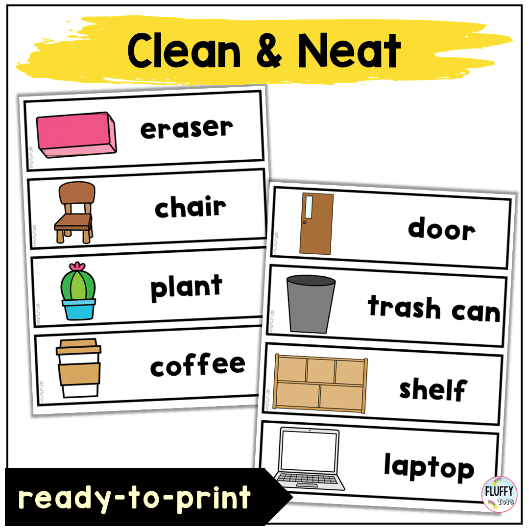 100+ Fun Classroom Labels with Pictures for Back to School Preschool ...