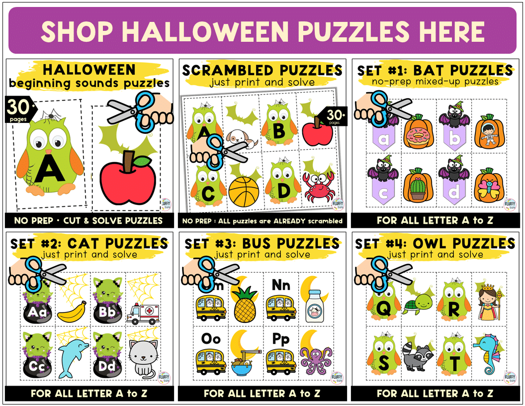 Halloween Beginning Sounds : FREE 26 Letters - FluffyTots