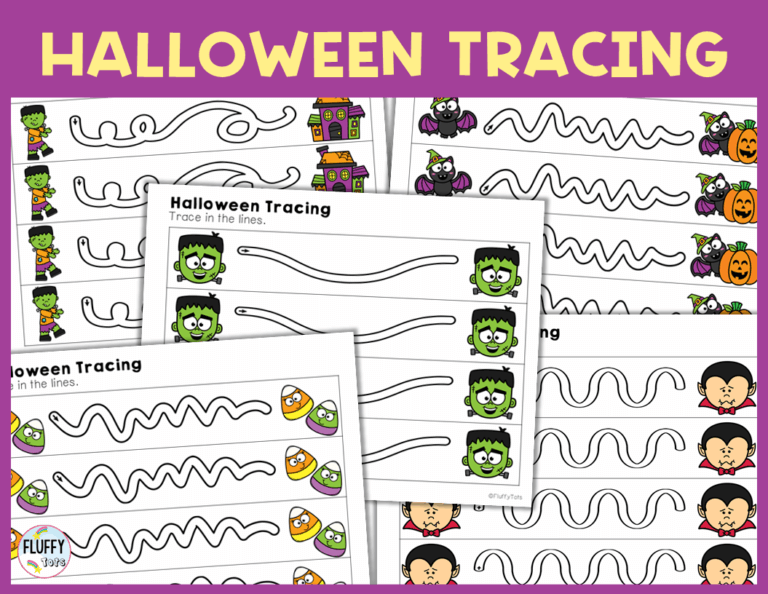 40+ Easy Pages of Halloween Tracing Worksheet - Tracing in Thick Lines ...