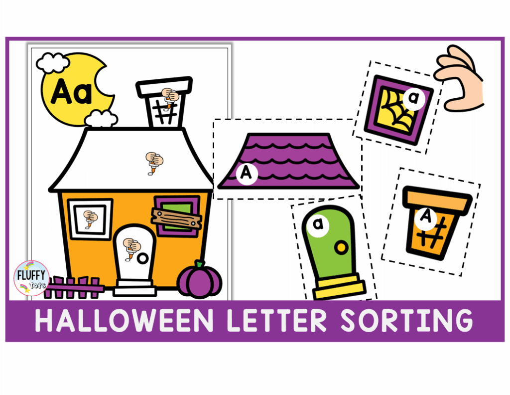 Fun Halloween Letter Sorting Craft for Literacy Activities - FluffyTots