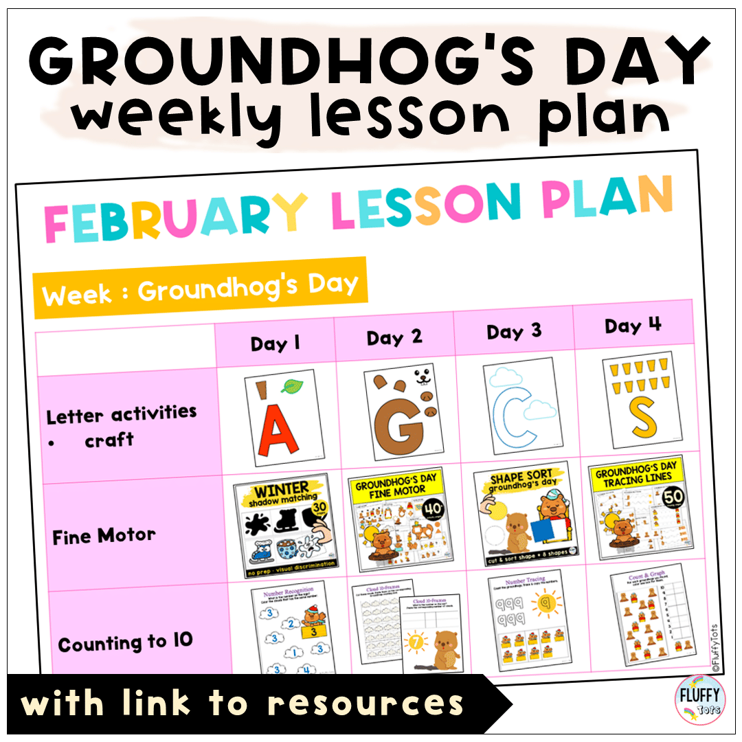 Easy Groundhog's Day Lesson Plan for Toddler and Preschool for 4 Days ...