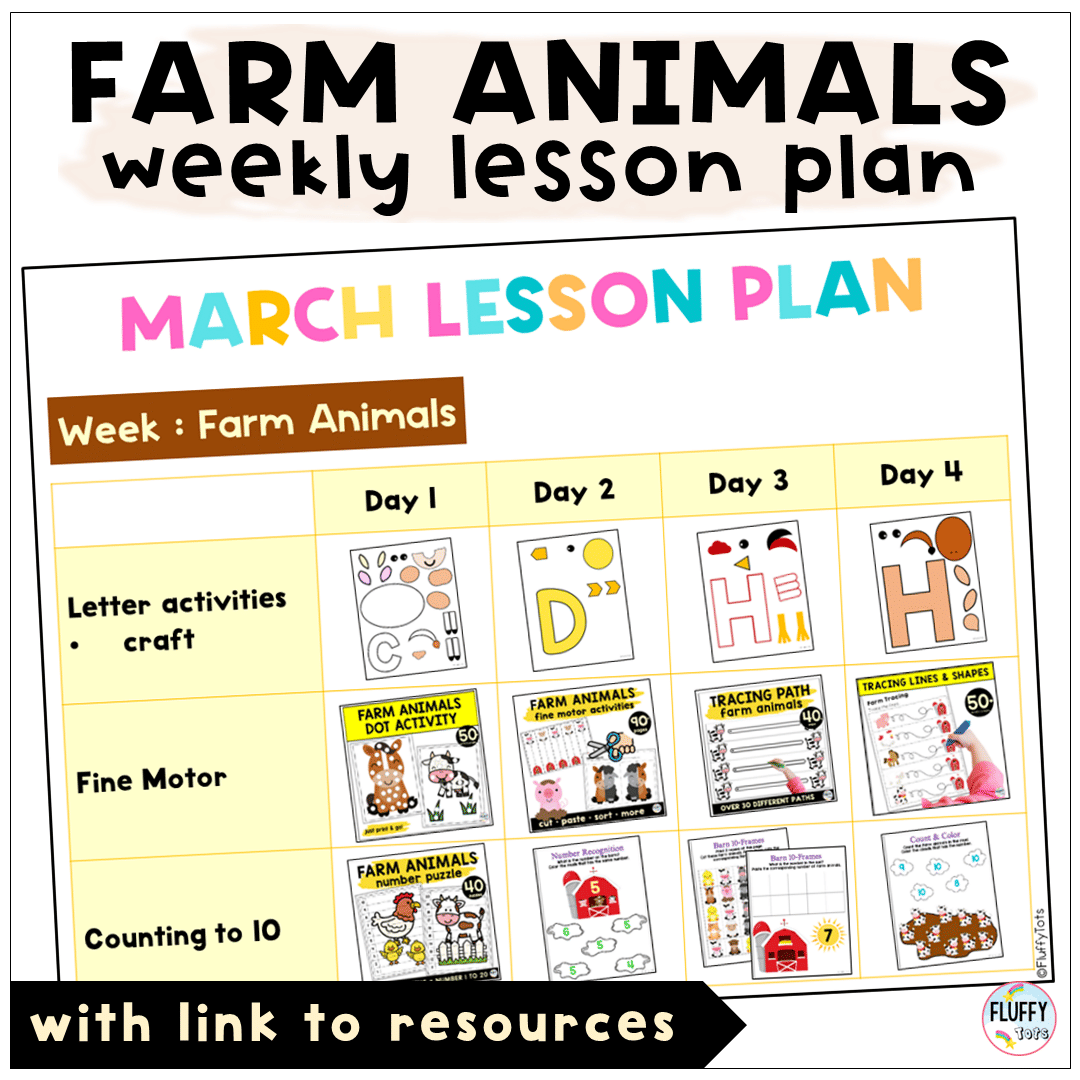 Cute Farm Animals Lesson Plan for Toddler and Preschool with 3 Main ...