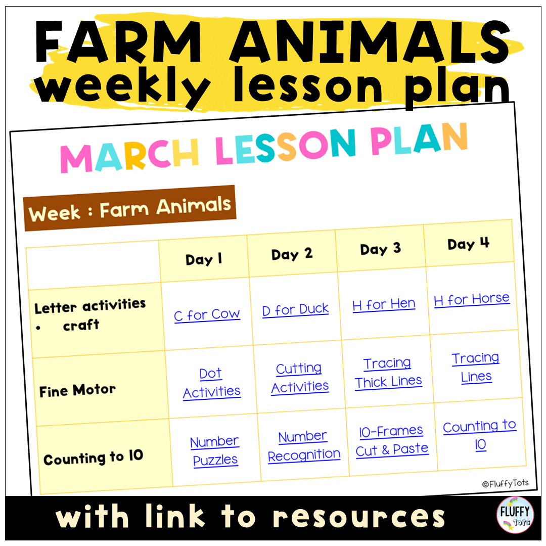 Cute Farm Animals Lesson Plan for Toddler and Preschool with 3 Main ...