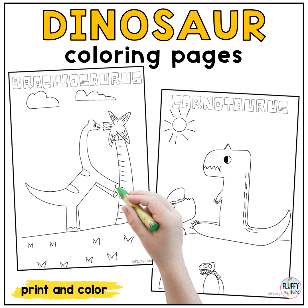 Dinosaur Coloring Page: 2 Fun Coloring Pages for Kids - FluffyTots