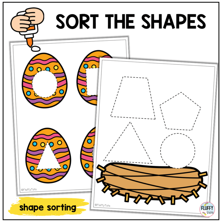 Fun Easter Egg Printable Shape Sorting Activity - FluffyTots
