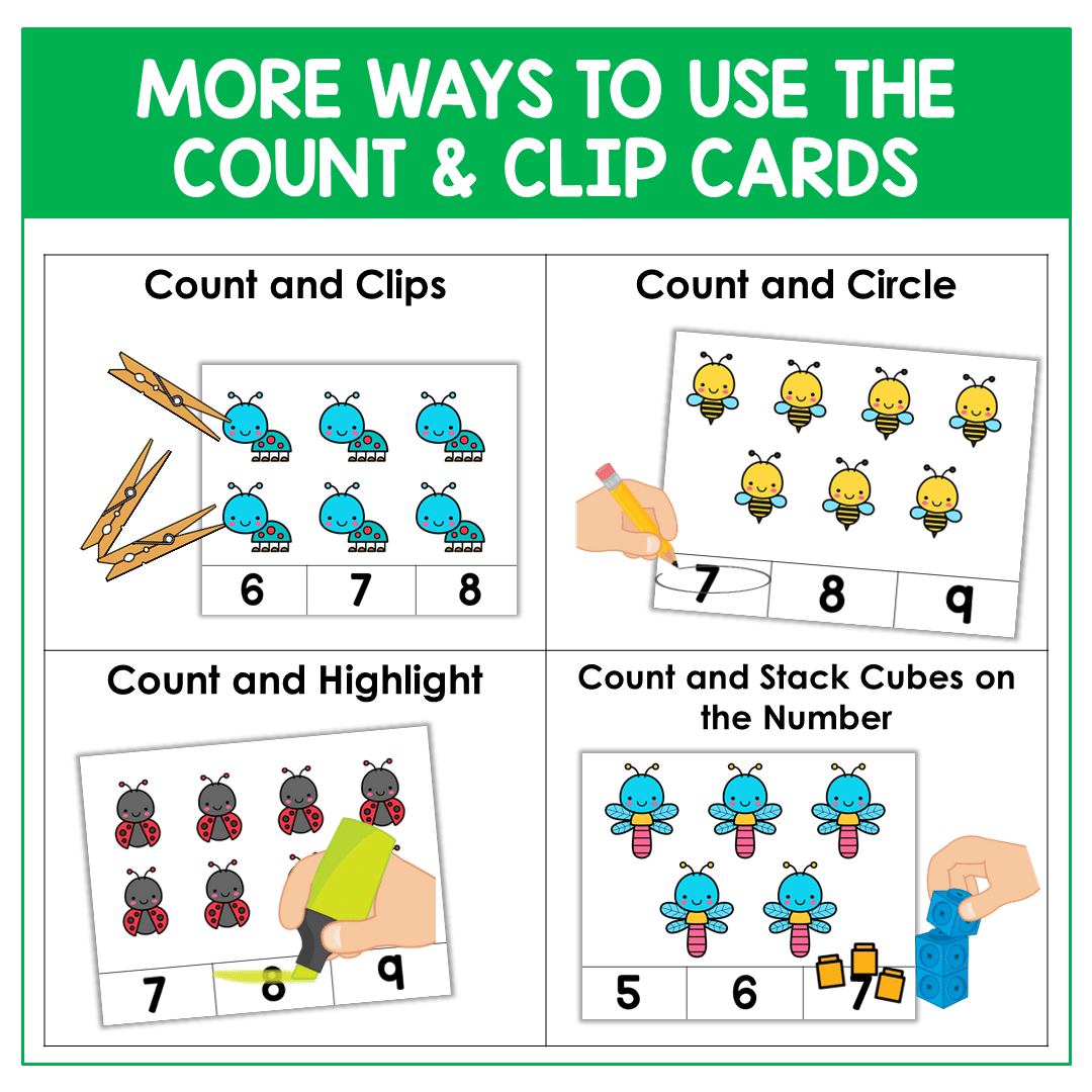 Bugs Count and Clip Cards : FREE 16 Low Prep Exciting Clip Cards ...