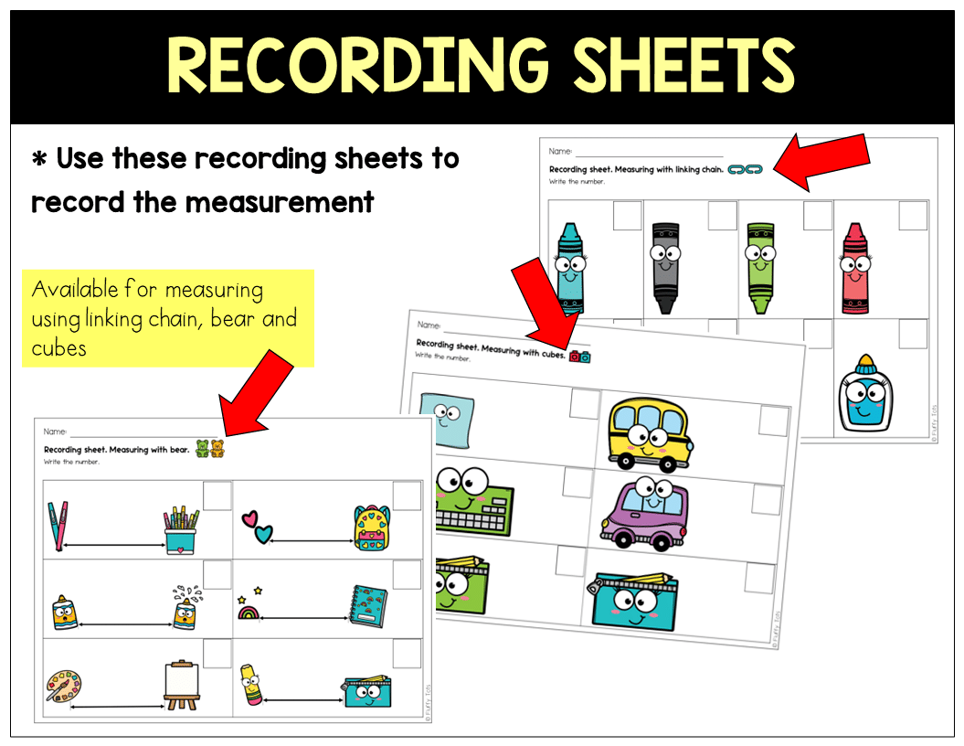 60+ Adorable Measurement Non-Standard Units Cards for Back to School ...