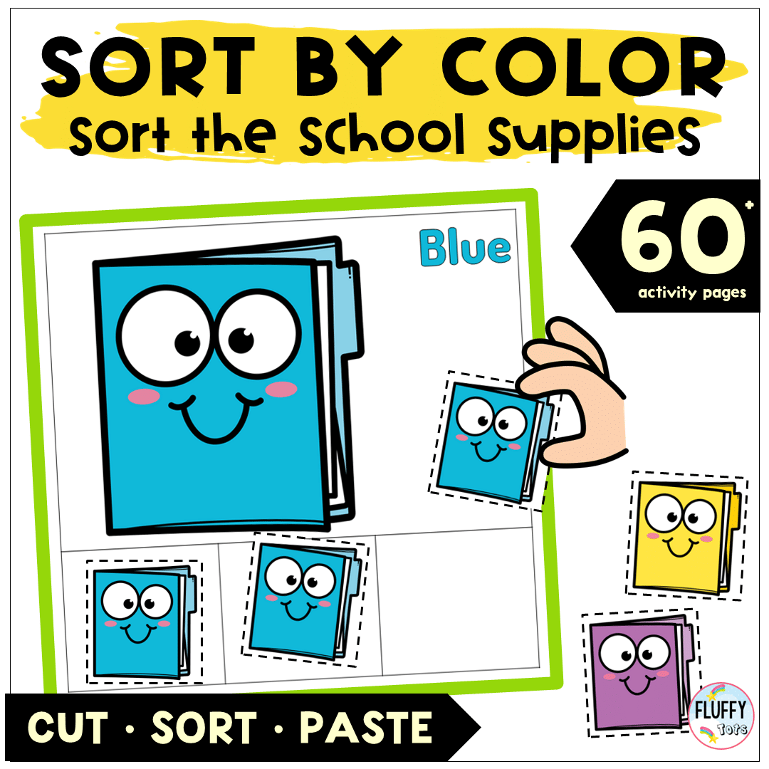 Fun Back to School Color Sorting Printable Activity - FluffyTots