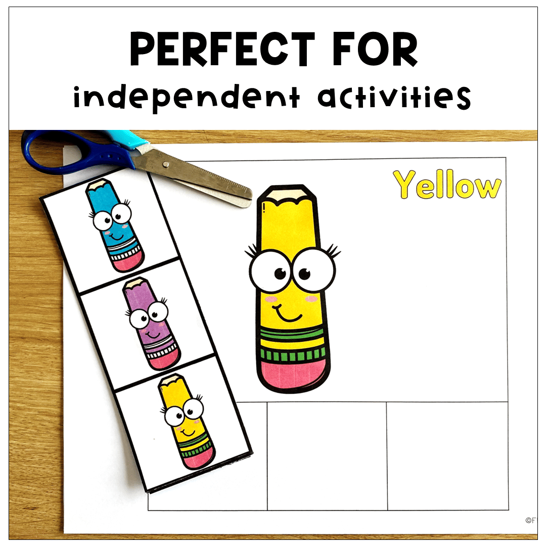 Fun Back to School Color Sorting Printable Activity - FluffyTots