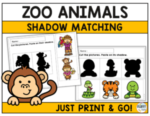 Adorable 20+ Pages Zoo Animals Shadow Matching Worksheets - FluffyTots