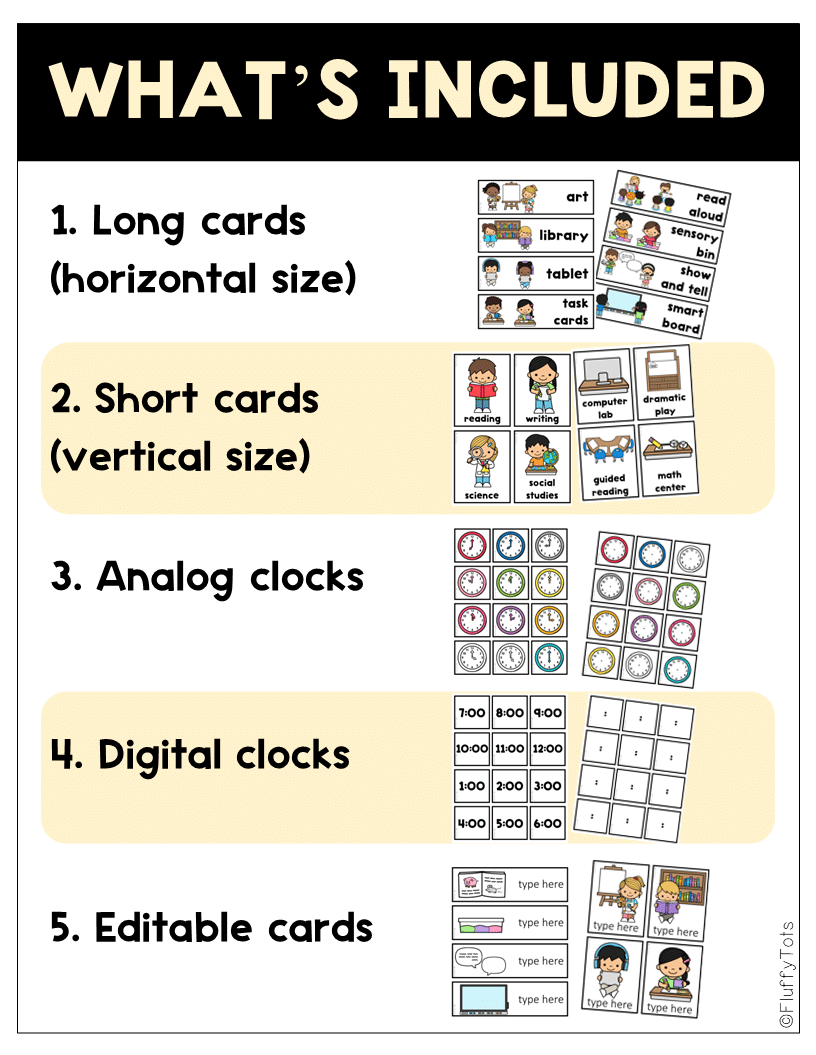 Fun 40+ Classroom Schedule Cards with Pictures for Kids - FluffyTots