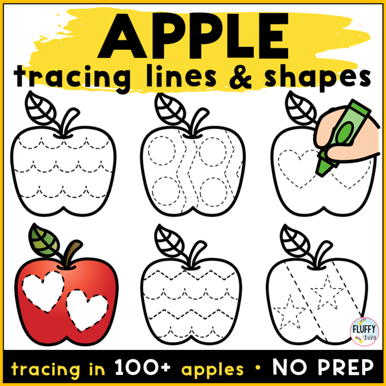 Apple Tracing Printables: FREE 6 Fun Tracing Apples - FluffyTots