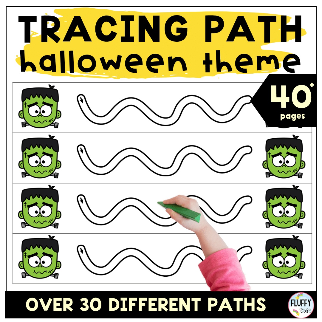 40+ Easy Pages of Halloween Tracing Lines Worksheet for Toddler and ...