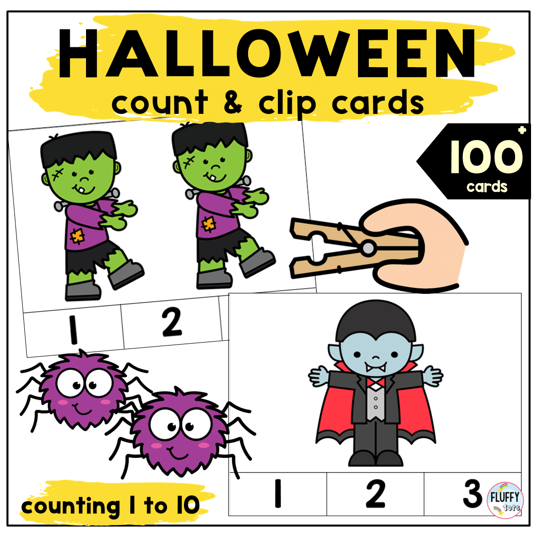 Halloween Count and Clip Cards : FREE 12 Clip Cards - FluffyTots