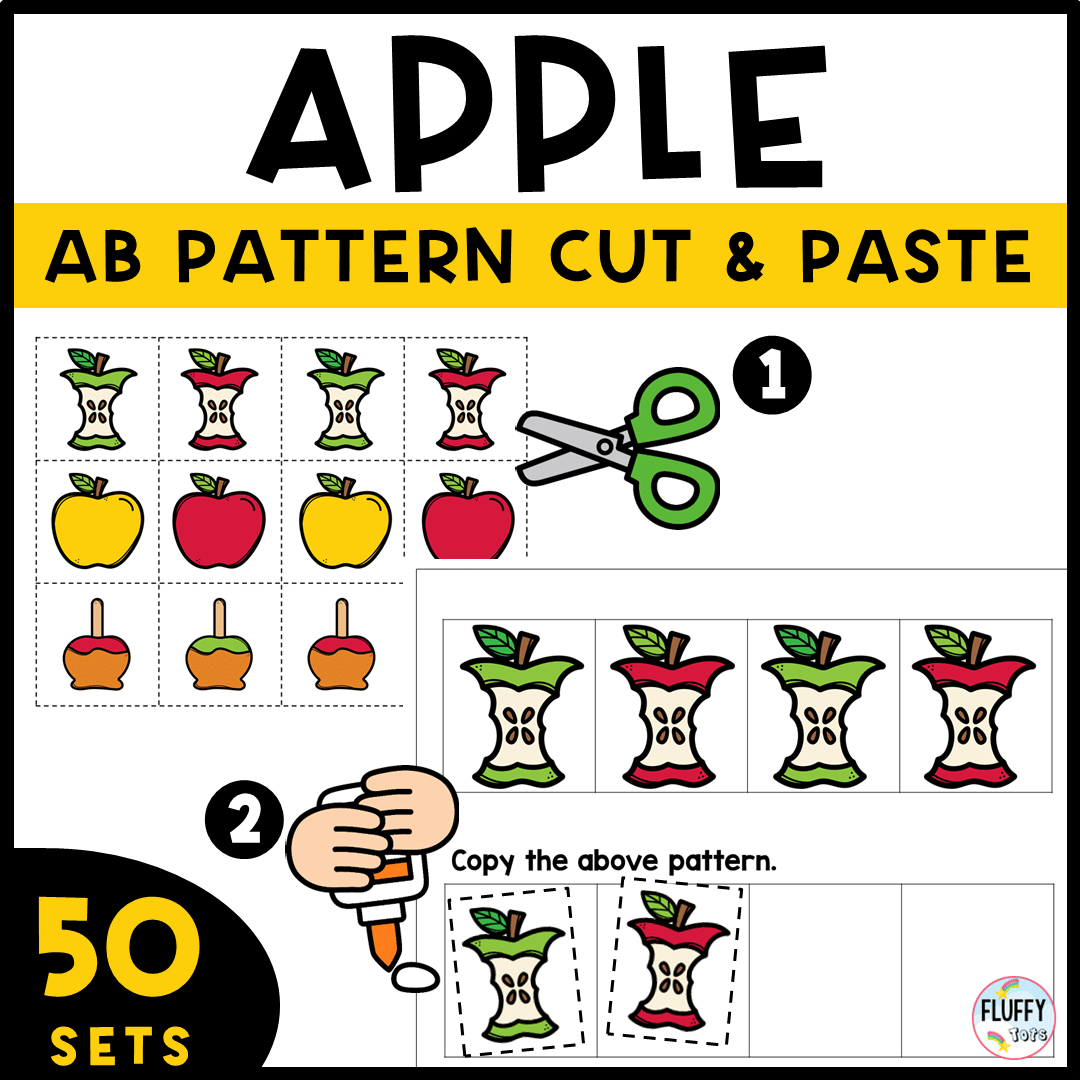 Apple Patterns Printables : FREE 4 ABAB Patterns - FluffyTots