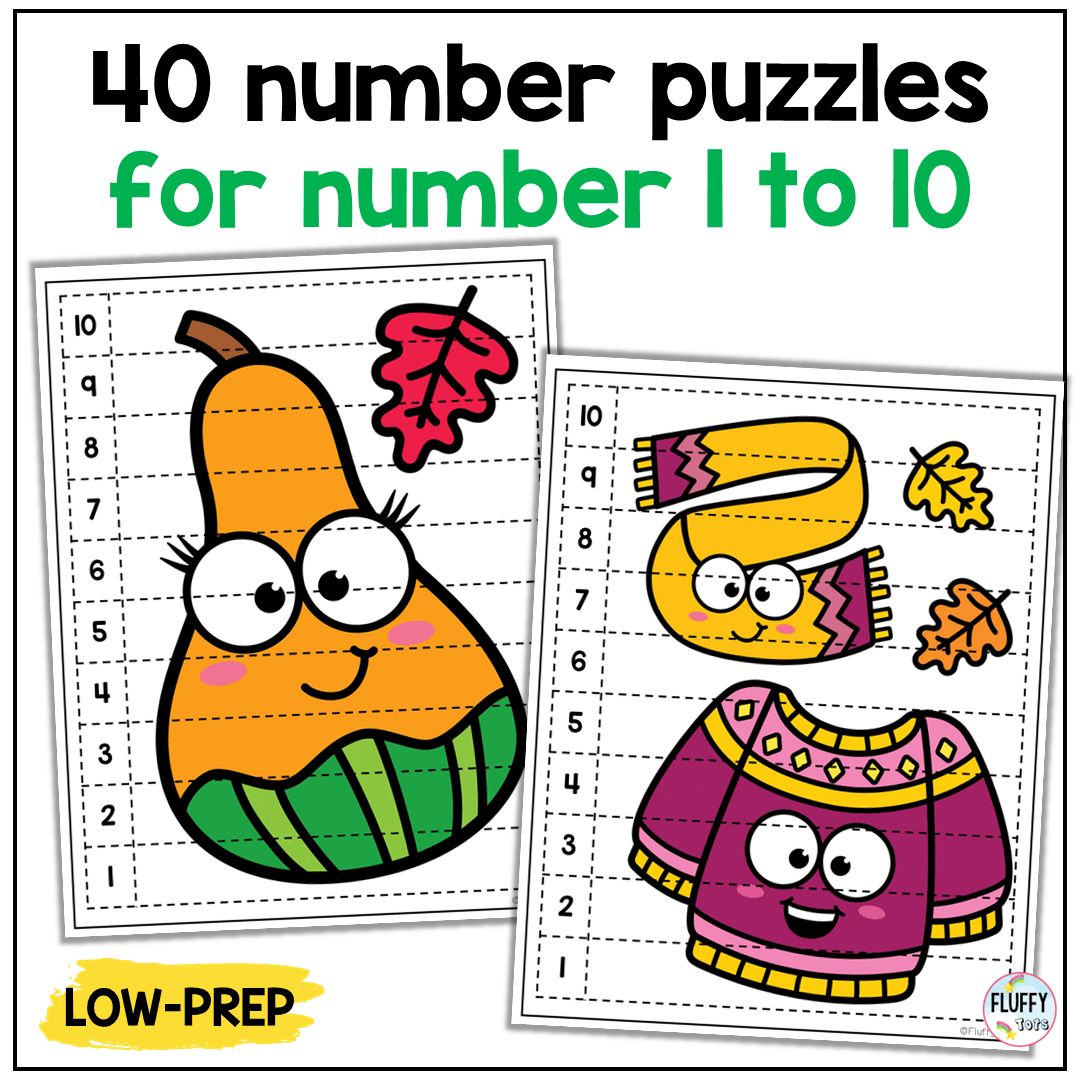 80 Adorable Fall Number Puzzles 1-20 for Hands-On Number Sequence ...