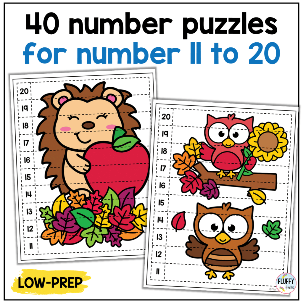80 Adorable Fall Number Puzzles 1-20 for Hands-On Number Sequence ...